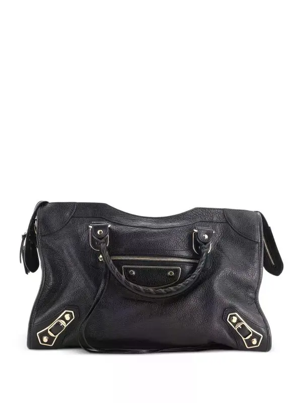 Balenciaga City Classic Metallic Edge Bag Leather Medium Satchel - Black