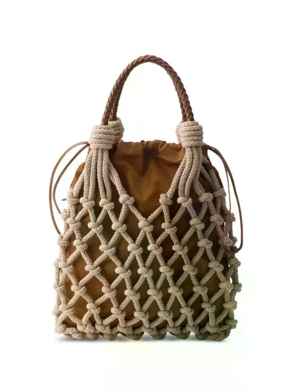 Prada Noué Medium Cotton Macramé Bag - Brown