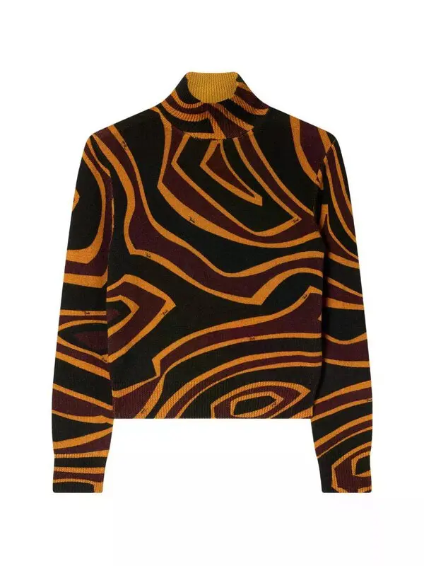 Emilio Pucci Labirinto Print High-neck Wool Sweater