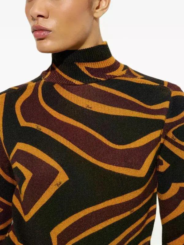 Emilio Pucci Labirinto Print High-neck Wool Sweater