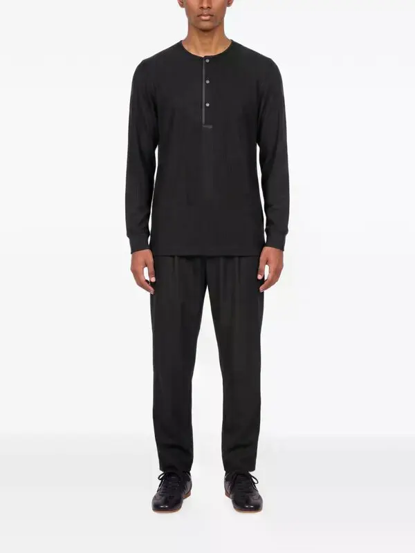 Simkhai Hezekiah Ribbed Long-sleeve Polo Shirt