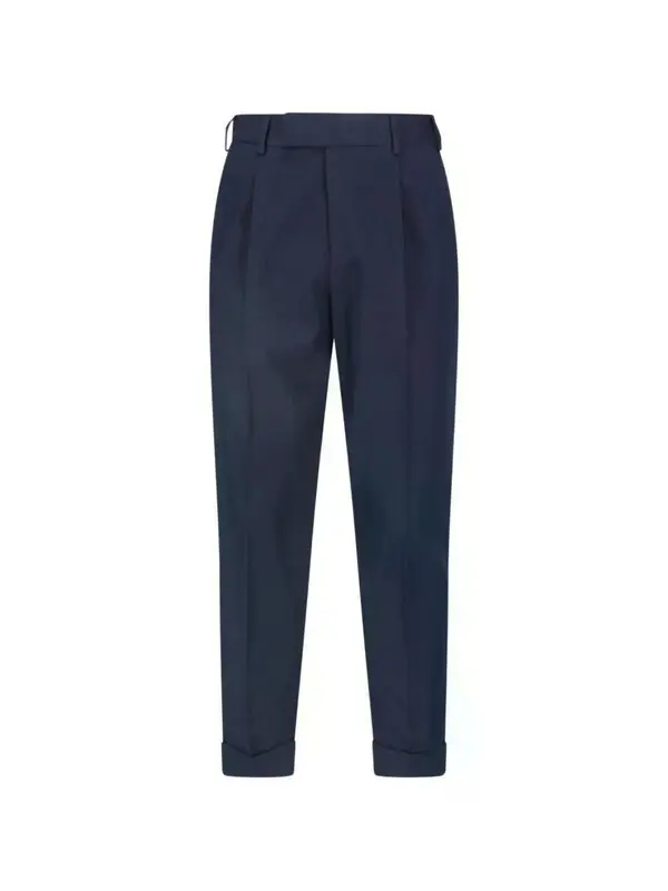 PT TORINO Pleated Turn-up Chinos - Blue