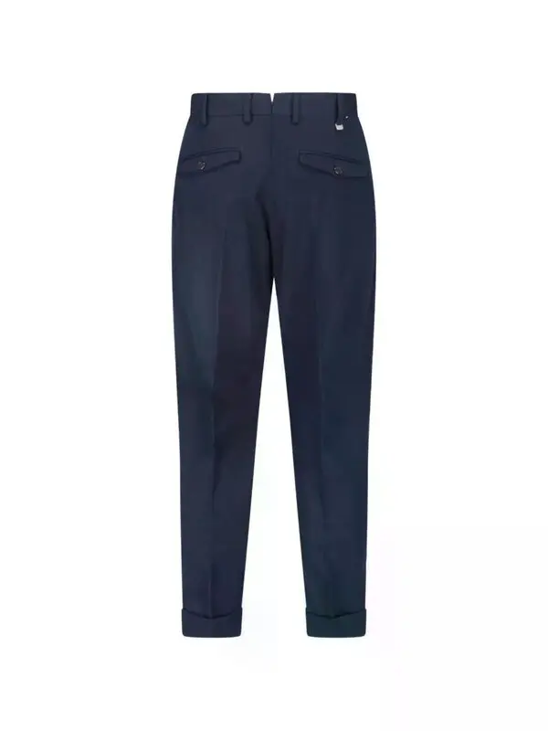 PT TORINO Pleated Turn-up Chinos - Blue
