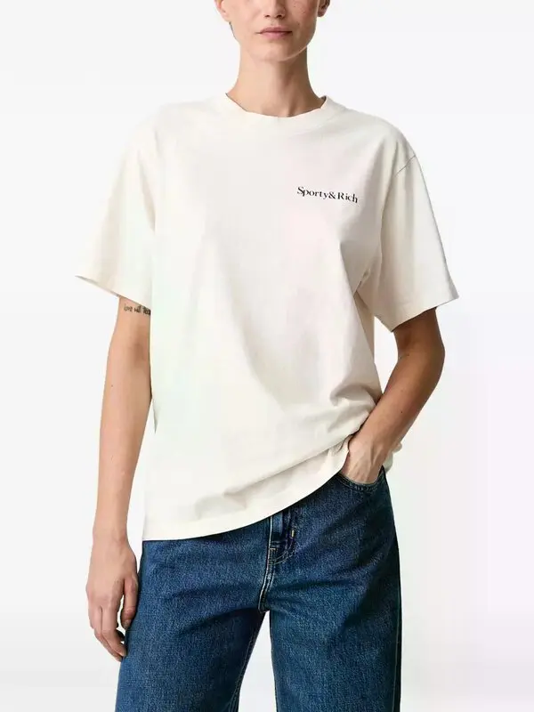 Sporty & Rich Health Is Wealth Logo-print T-shirt - Neutrals