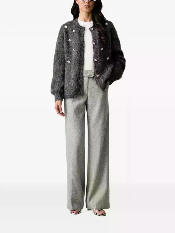 SILVIAN HEACH Crystal-embellished Brushed-knit Cardigan