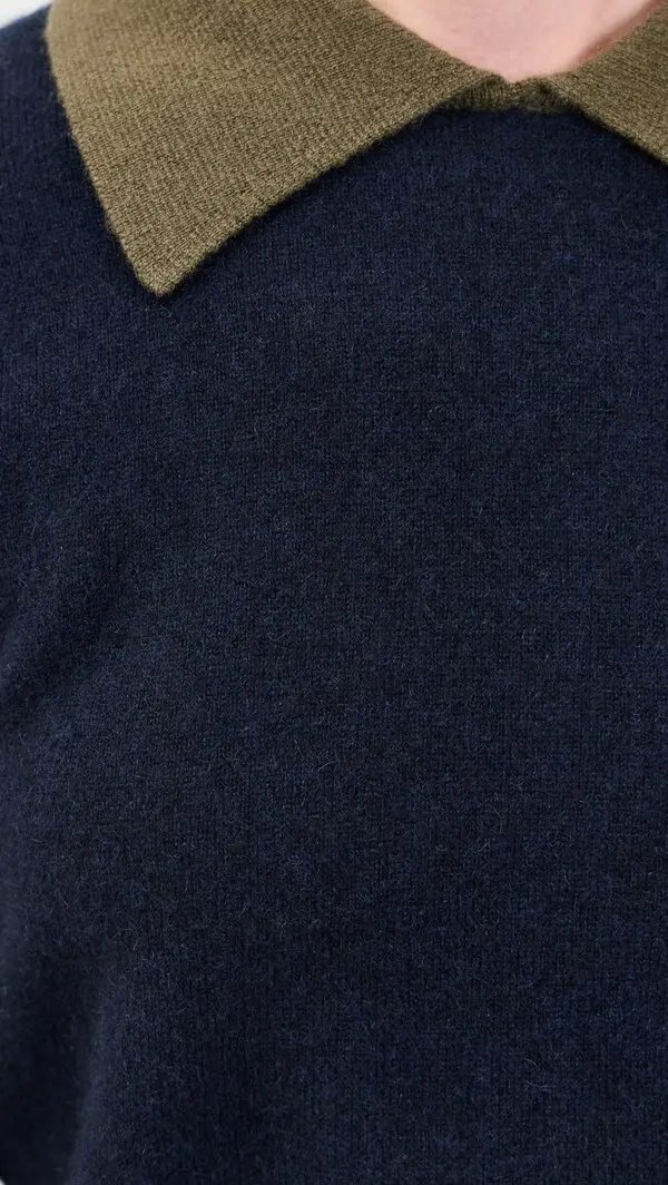 WHITE & WARREN Cashmere Contrast Collar Sweater