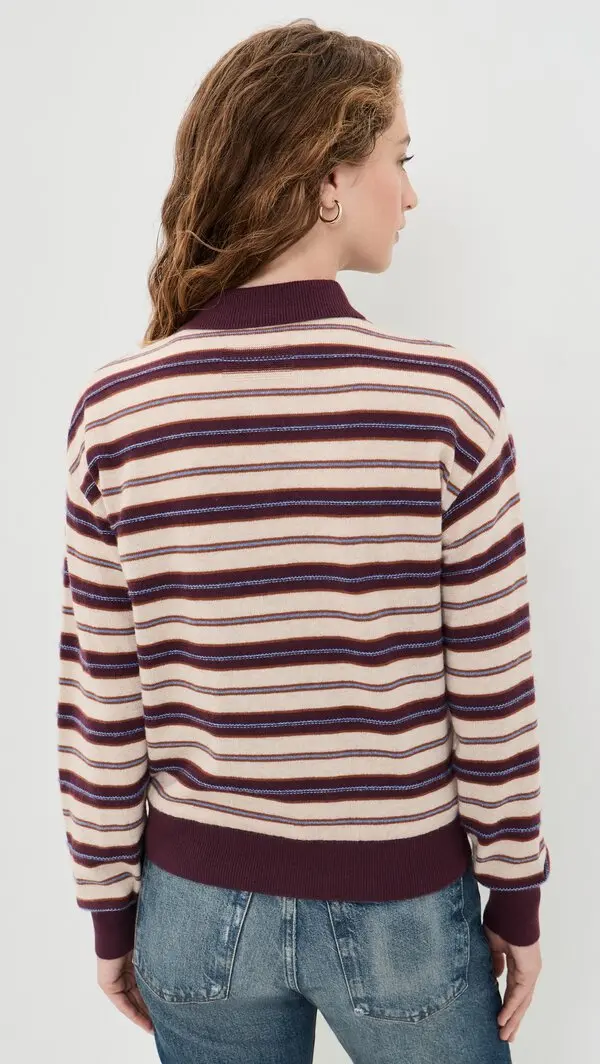 Guest In Residence Collegiate Stripe Cashmere Polo Pullover