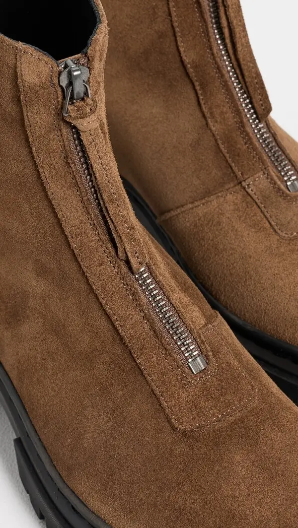 Staud Miles Suede Zip Ankle Boots - Cigar