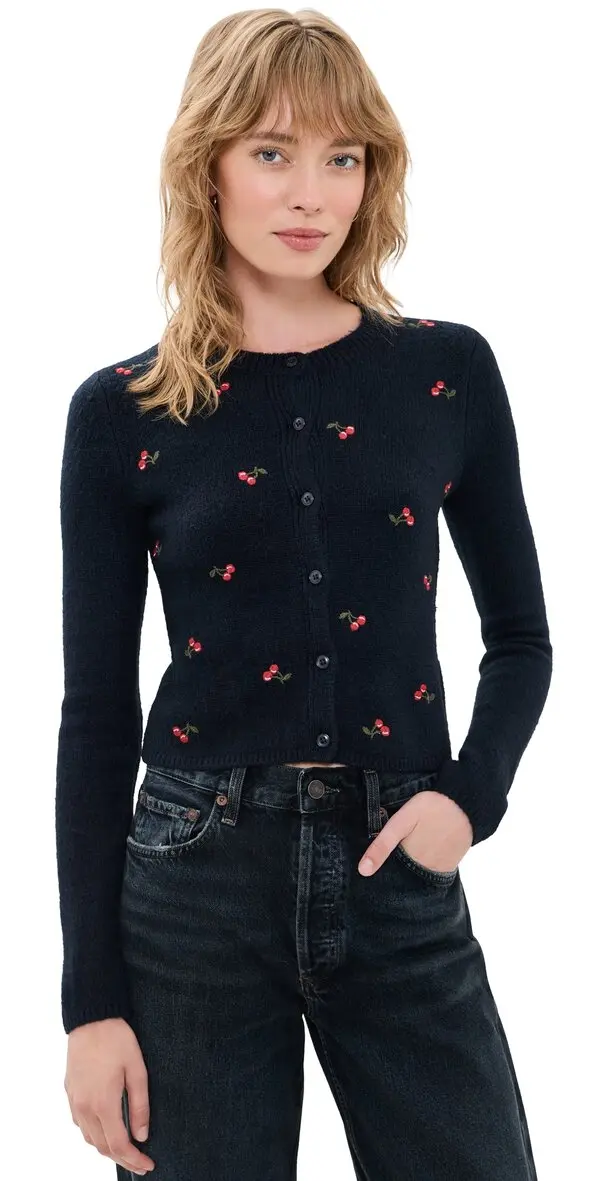 DAZE Muse Embroidered Fitted Cardigan