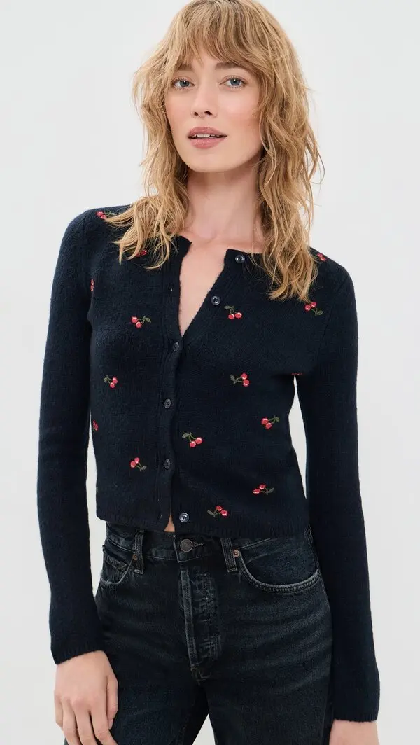 DAZE Muse Embroidered Fitted Cardigan