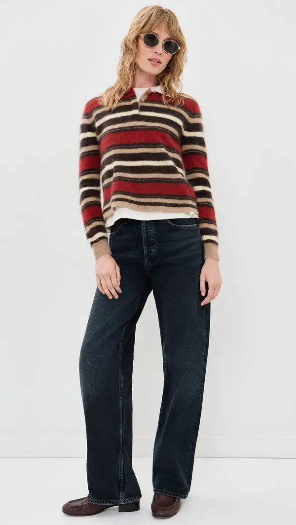 Guest In Residence Grizzly Cropped Cashmere Rugby Pullover