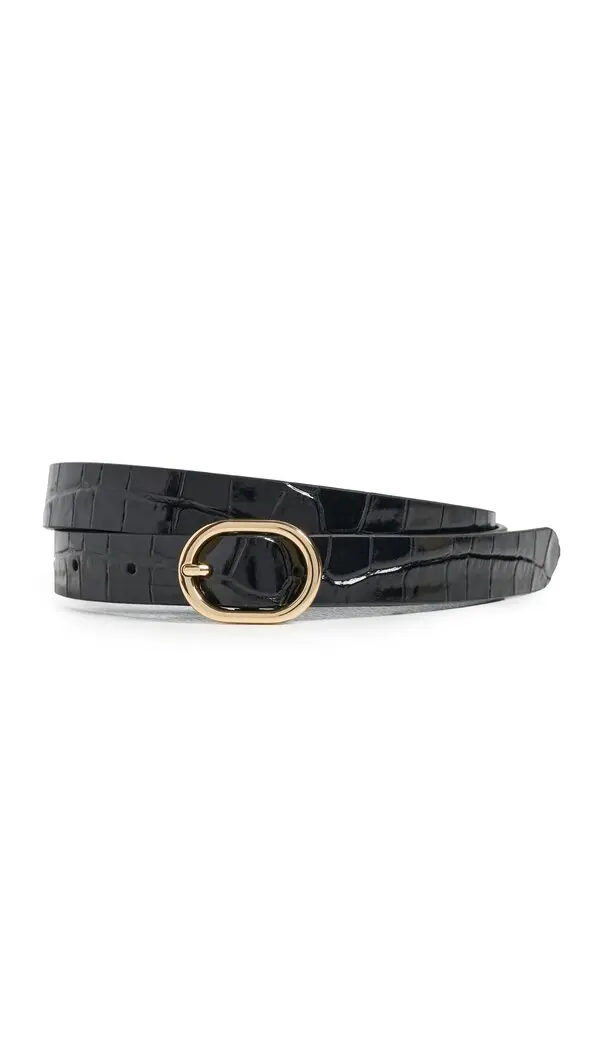Vince Glazed Croco Avery 20mm Belt - Black