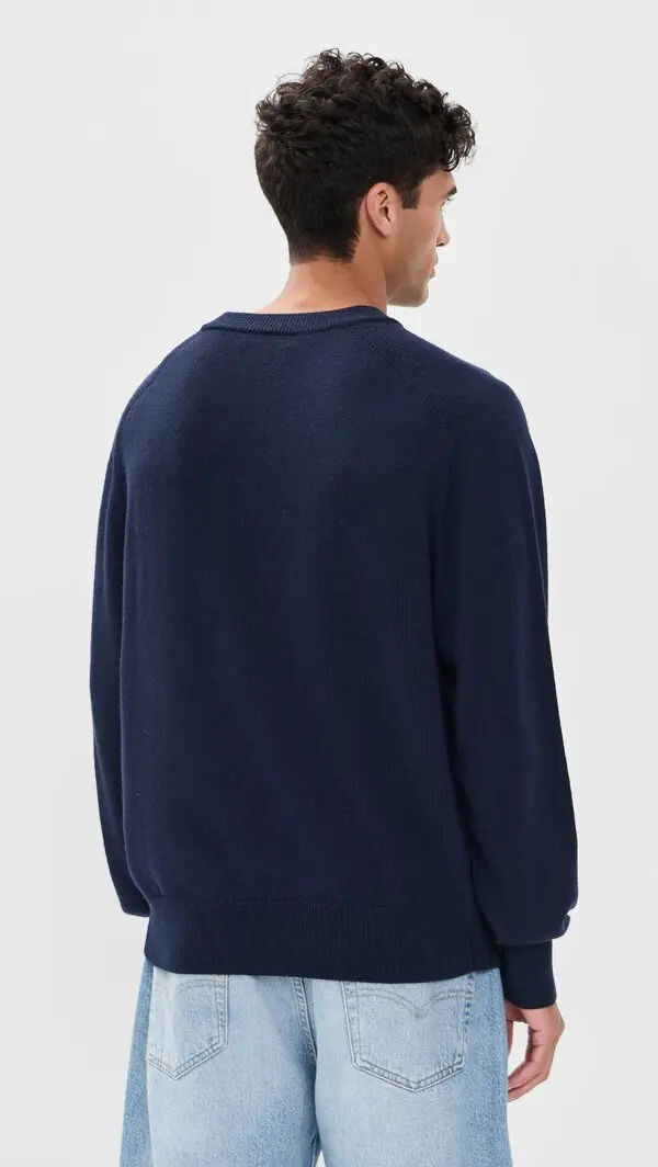 ALEX MILL Crewneck Boxy Sweater In Merino Wool - Dark Navy