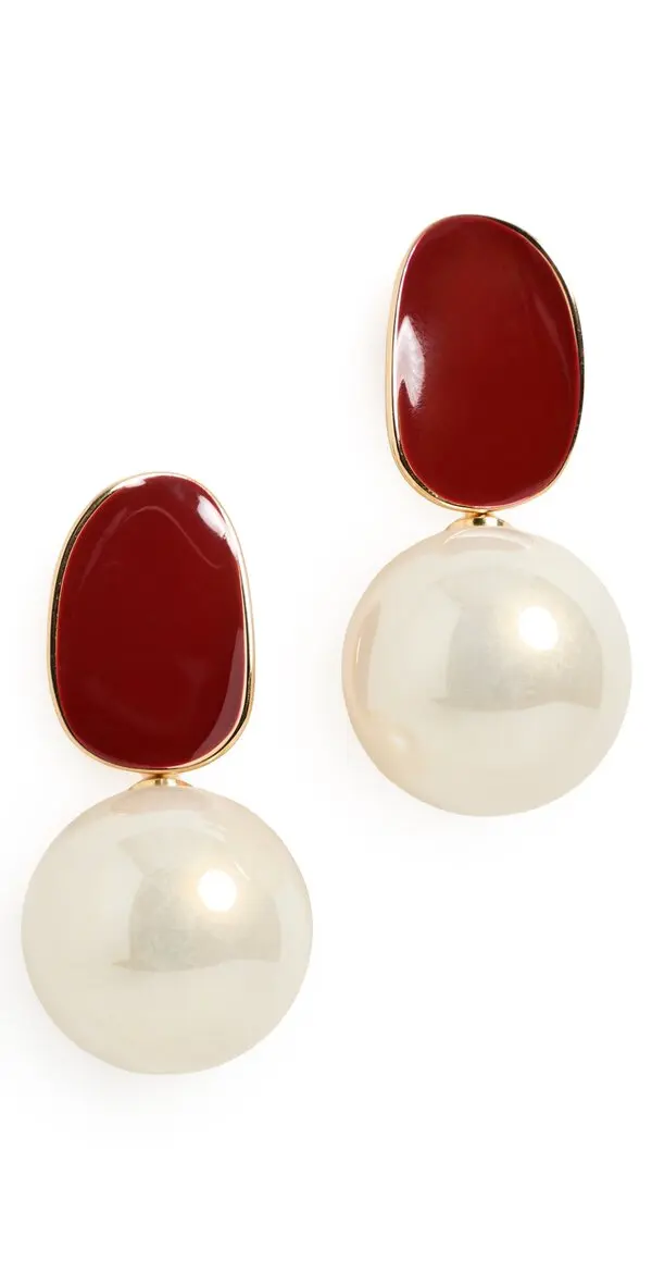 ADINA EDEN Colo Enamel Pearl Drop Stud Earrings