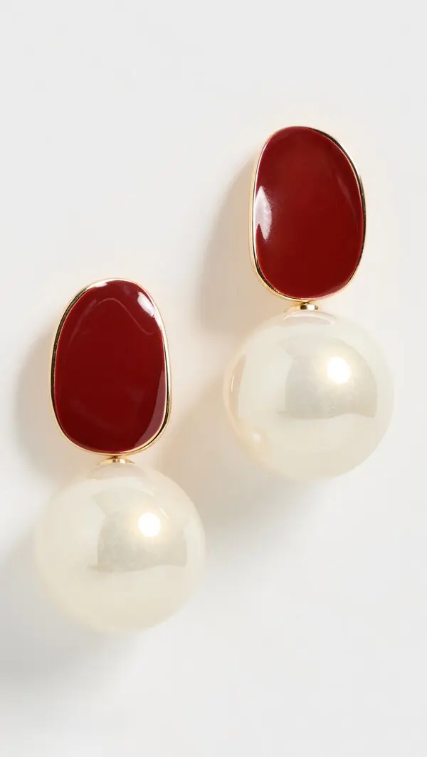 ADINA EDEN Colo Enamel Pearl Drop Stud Earrings