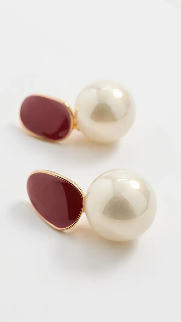 ADINA EDEN Colo Enamel Pearl Drop Stud Earrings