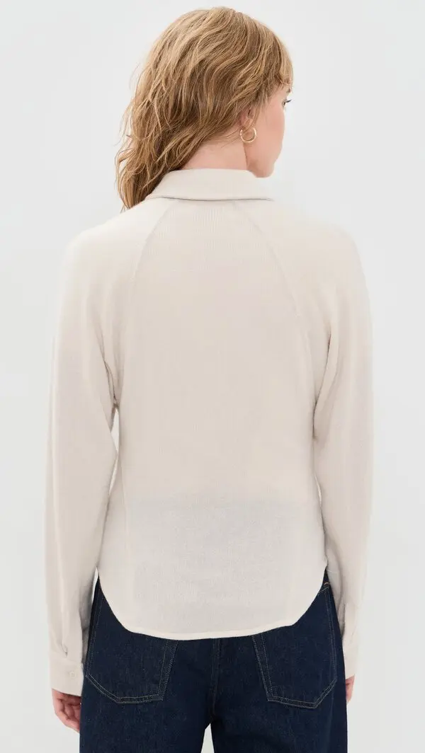 WHITE & WARREN Cashmere Blend Fitted Button Down Shirt