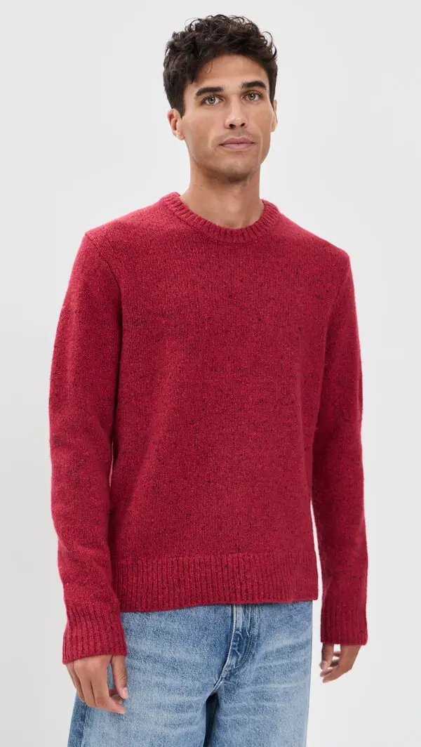 ALEX MILL Donegal Crewneck Sweater - Red