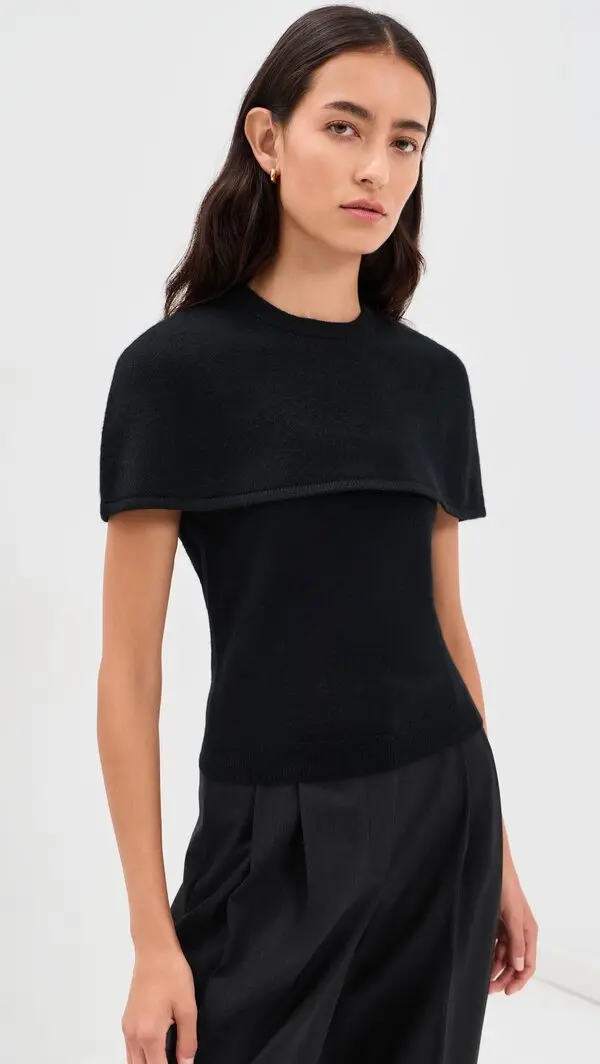Simkhai Yuki Short Sleeve Cashmere Cape Top