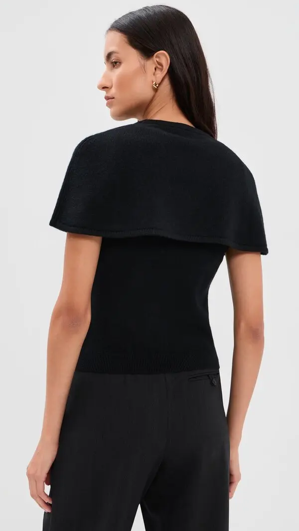 Simkhai Yuki Short Sleeve Cashmere Cape Top