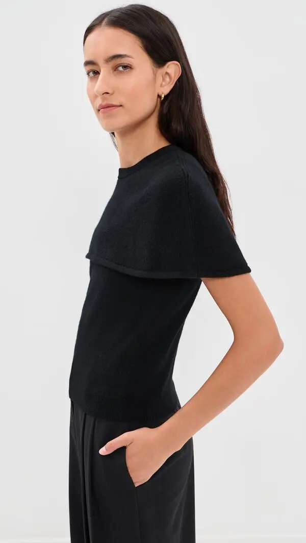 Simkhai Yuki Short Sleeve Cashmere Cape Top