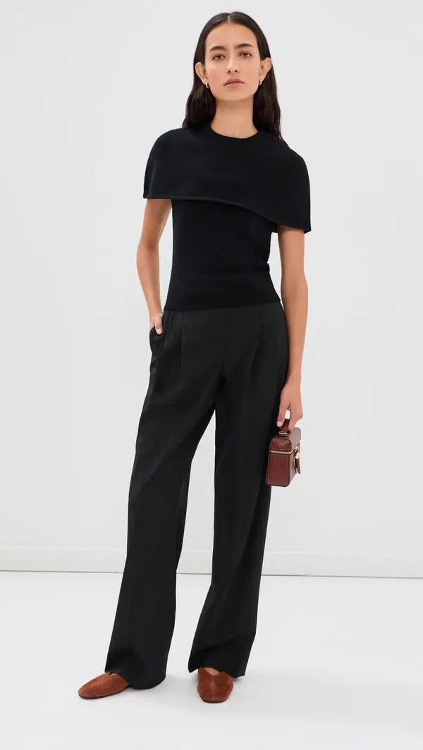 Simkhai Yuki Short Sleeve Cashmere Cape Top