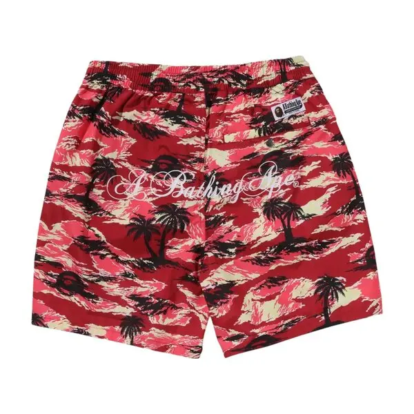 A BATHING APE Palm Tree Camo Relaxed Fit Beach Shorts