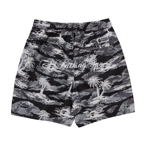 A BATHING APE Palm Tree Camo Relaxed Fit Beach Shorts