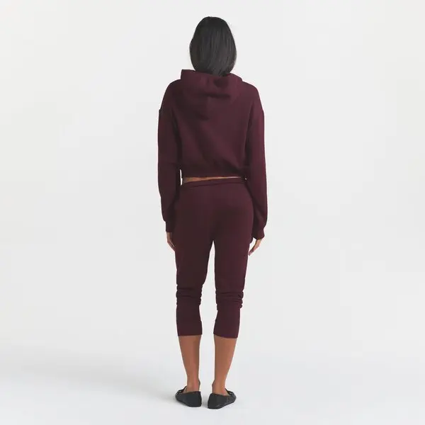 SKIMS Cropped Hoodie | Red | | Cotton Fleece