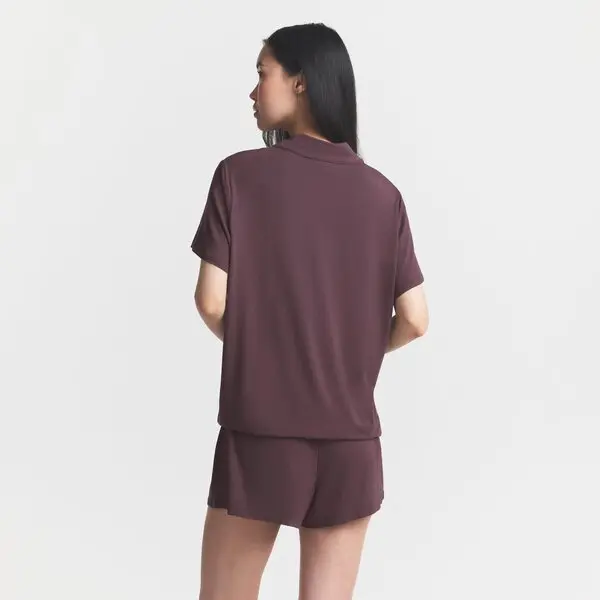 SKIMS Sleep Short Sleeve Button Up Set | Deep Neutral