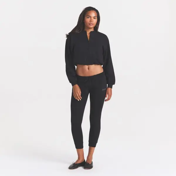 SKIMS Bomber Jacket | Black | | Cotton Fleece - Onyx