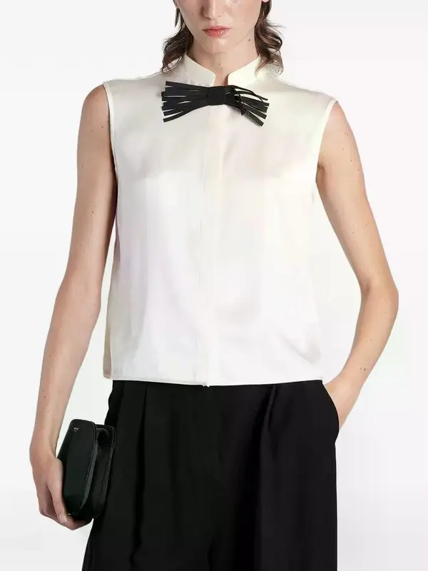 Giorgio Armani Bow-detail Sleeveless Shirt - White
