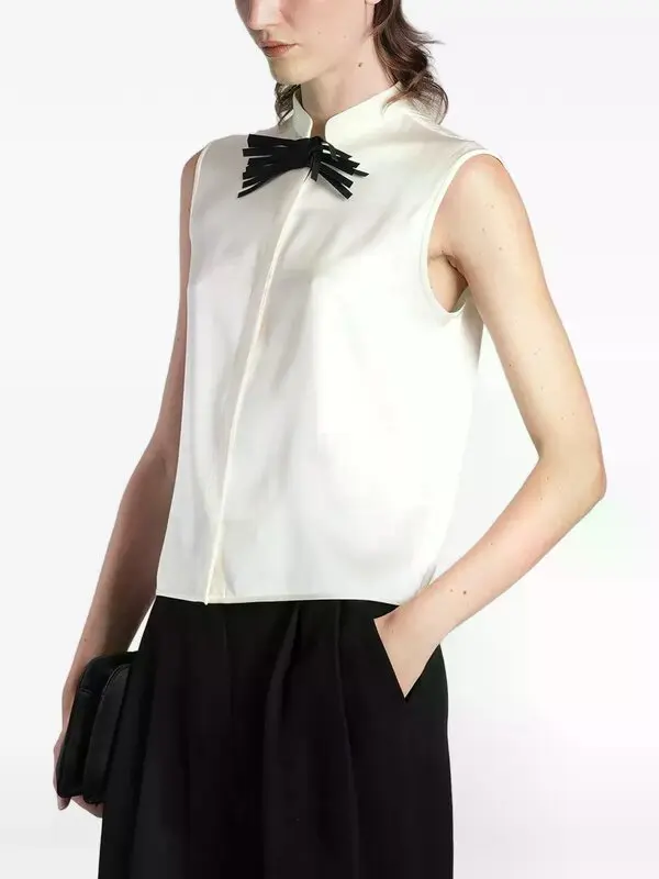 Giorgio Armani Bow-detail Sleeveless Shirt - White
