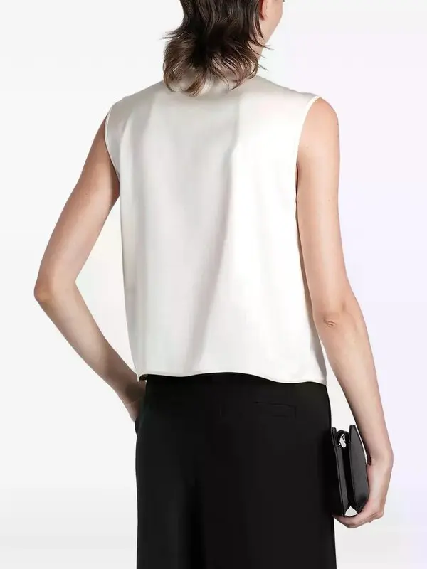 Giorgio Armani Bow-detail Sleeveless Shirt - White
