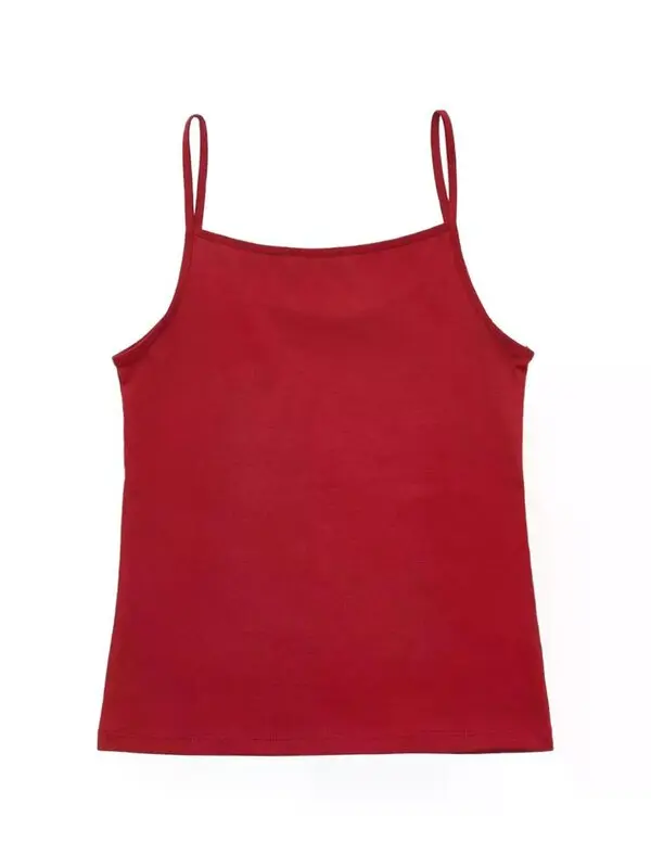 AMOMENTO Ribbed Sleeveless Top - Red