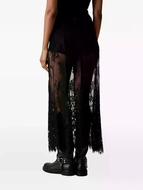 VICOLO Sheer Floral-lace Midi Skirt