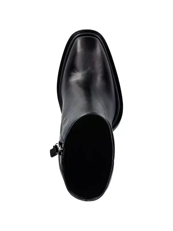 SOULIERS MARTINEZ Chueca Platform Square-toe Ankle Boots - Black