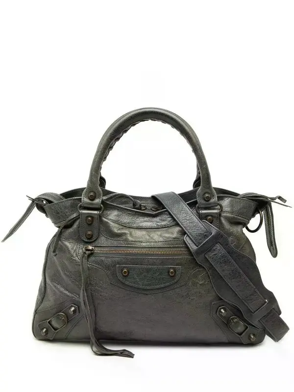 Balenciaga 2000-2026 Lambskin Motocross Classic Town Satchel - Grey
