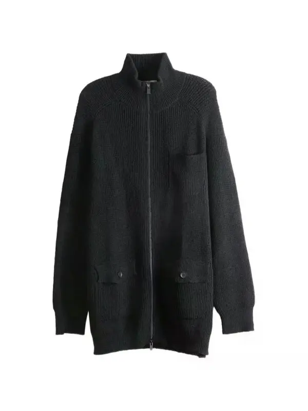 Yohji Yamamoto Ribbed-knit Zip-up Cardigan