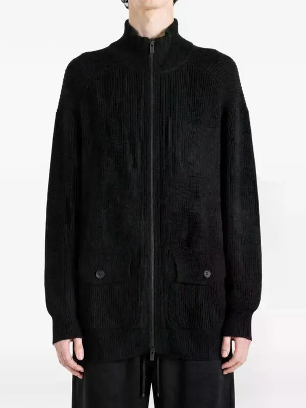 Yohji Yamamoto Ribbed-knit Zip-up Cardigan