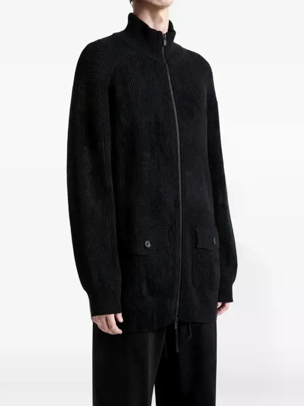 Yohji Yamamoto Ribbed-knit Zip-up Cardigan