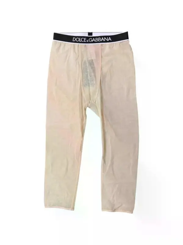 Dolce & Gabbana Logo-embossed Sheer-finish Leggings - Neutrals