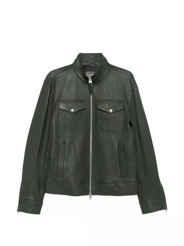 Mackage Grainy Leather Jacket - Green