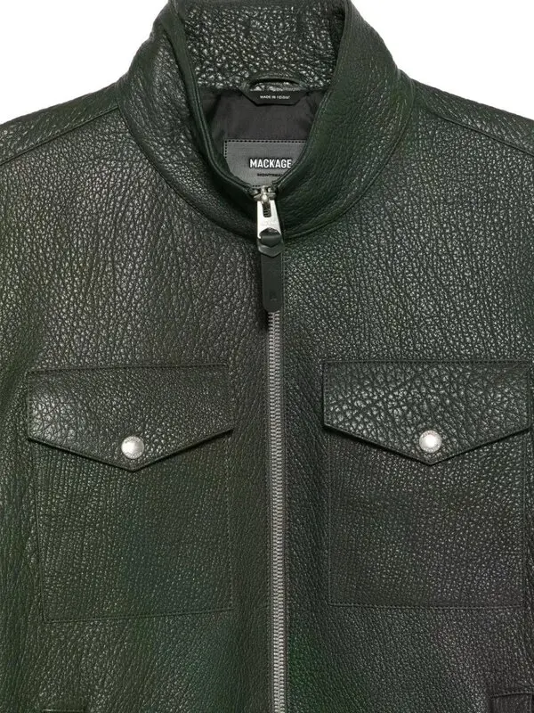 Mackage Grainy Leather Jacket - Green