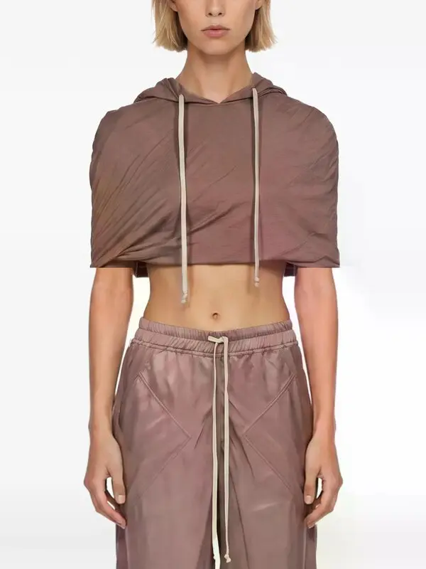 Rick Owens Draped Cropped Hoodie