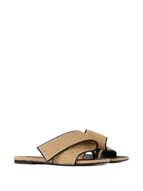 Givenchy Sliced Square Raffia-effect Flat Mules - Neutrals