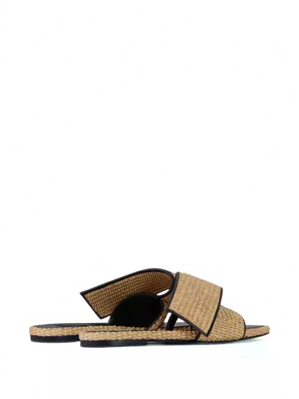 Givenchy Sliced Square Raffia-effect Flat Mules - Neutrals