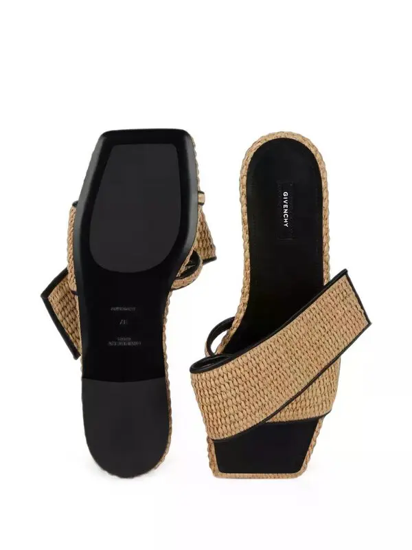 Givenchy Sliced Square Raffia-effect Flat Mules - Neutrals