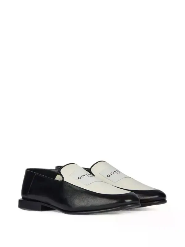 Givenchy Label Loafers In Leather And Canvas - Black