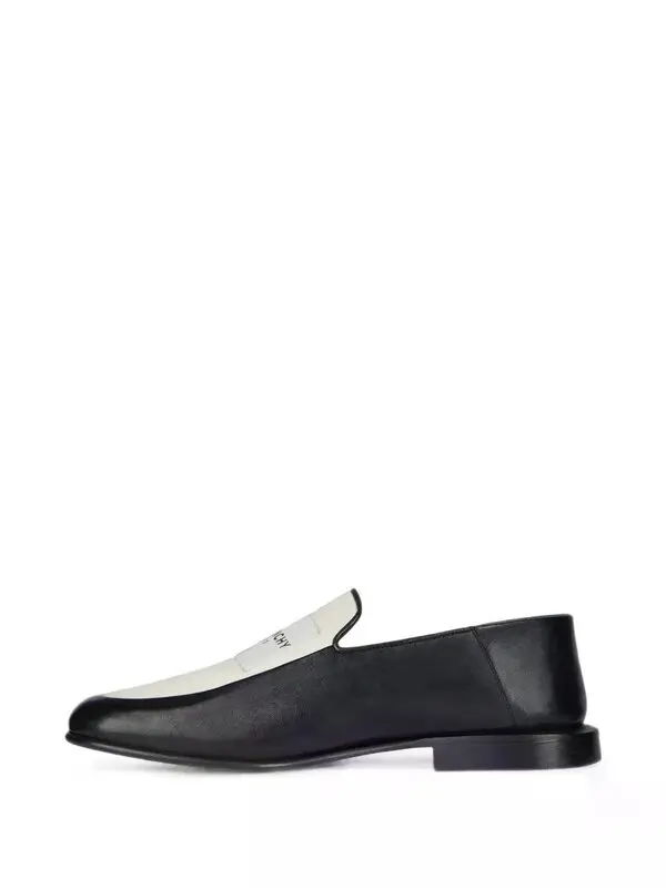 Givenchy Label Loafers In Leather And Canvas - Black
